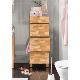 Badkommode Home Affaire "Kaika", braun (eichefarben, eiche massiv), B:40cm H:109cm T:35cm, Sideboards, Breite 40 cm