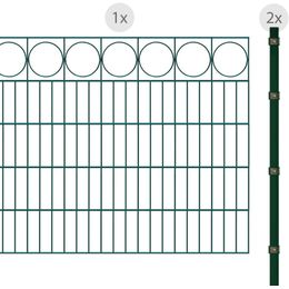 Doppelstabmattenzaun Arvotec "ESSENTIAL 100 zum Einbetonieren "Ring" mit Zierleiste", grün (dunkelgrün), H:100cm, Kunststoff, Stahl, Zaunelemente, Zaunhöhe 100 cm, Zaunlänge 2 - 60 m
