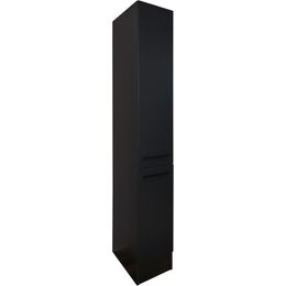 Vorratsschrank BASIC BY BALCULINA "Jazz 30er Vorratsschrank, Küchenschrank BxHxT 30x211x57 cm", schwarz (schwarz matt), B:30cm H:211cm T:57cm, Holzwerkstoff, Schränke, Vorratsschrank mit 1 Tür, 1 Auszug und 2 Einlegeböden