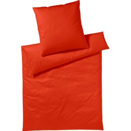 Bettwäsche Yes For Bed "Pure & Simple Uni in Gr. 135x200, 155x220 oder 200x200 cm", rot (chili), B/L: 155cm x 200cm, 1 Stk., 1 Stk., Mako-Satin, B/L: 80cm x 80cm, 2 Stk., Mako-Satin, Obermaterial: 100% Baumwolle, Bettwäsche, Bettwäsche aus Baumwolle, zeitlose Bettwäsche mit seidigem Glanz