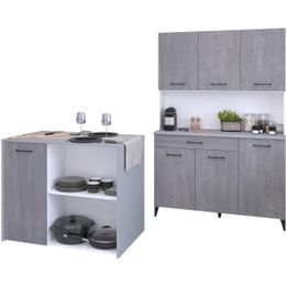 Mehrzweckschrank-Set Parisot "Parisot Malice 4", grau (betonoptik, grau, weiß), Spanplatte, Kastenmöbel-Sets, Stauraum, tolle Optik, flexibel stell- und nutzbar