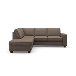 Ecksofa Home Affaire "County L-Form", braun (nuss), B:236cm H:81cm T:213cm, Luxus-Microfaser (100% Polyester);Struktur fein (100% Polyester);Luxus-Microfaser weich (9&szlig;% Polyester, 10% Polyamid), Sofas, Ecksofa, wahlweise Ottomane links oder rechts, mit Federkern-Polsterung
