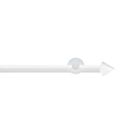 Gardinenstange Garesa "WHITE", weiß, L:210cm Ø:20mm, Eisen, Gardinenstangen, Vorhanggarnitur, Innenlauf, verlängerbar, Wandmontage, Endknopf Spitze