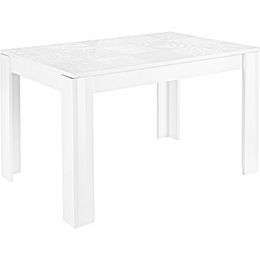 Esstisch Inosign "Miro", weiß (weiß hochglanz lack mit siebdruck), B:180cm H:79cm T:90cm, Tische, Rechteckiger Esstisch Esstisch, Breite 180 cm mit oder ohne Ansteckplatten