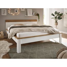 Einzelbett Home Affaire "WESTMINSTER Bett im Landhausstil, Doppelbett, Bettgestell", weiß (pinie weiß dekor, pinie weiß dekor, eiche wotan dekor), B:197cm H:94cm L:210cm, Betten, in verschiedenen Farben verfügbar, Liegefläche 90/140/180x200 cm