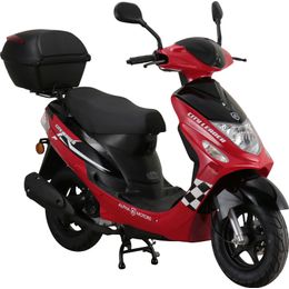 Motorroller Alpha Motors "CityLeader", rot (rot, schwarz), Motorroller, 25 km/h, inkl. Topcase, B:68cm H:105cm L:183cm