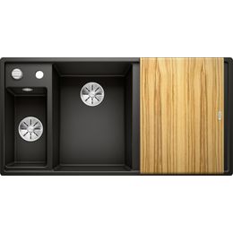 Granitspüle Blanco "AXIA III 6 S", schwarz, B:51 H:19 T:100, Verbundwerkstoff, Küchenspülen, inklusive Esche-Compound-Brückenschneidebrett und Multifunktionsschale