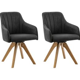 Drehstuhl Home Affaire "Formentor", grau (anthrazit, eichefarben), B:58cm H:86cm T:46cm, Polyester, Stühle, mit Rückensteppung
