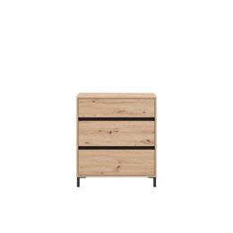 Kommode Inosign "Marron, Schubkastenkommode, Höhe 90 cm, Breite 80 cm", schwarz (eichefarben, schwarz), B:80cm H:90cm T:40cm, FSC-zertifizierter Holzwerkstoff, Sideboards, Breiten 80 cm, mit geräumigen Schubladen