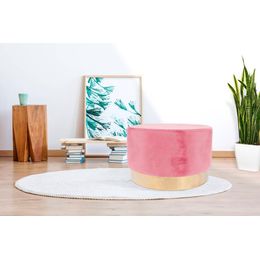 Hocker Kayoom "Nano 510, Hocker in stilvollem Design,weiche Schaumstoff-Sitzfläche", rosa (altrosa), B:55 H:43 T:55, Bezug: 100% Polyester (Samt) Korpus: MDF, Kiefer Sockel: Stahl, Hocker, Golz Akzente, mit pflegeleichtem Stoffbezug, große runde Form