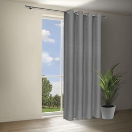 Vorhang GERSTER "Gesina" Gr. 1, grau (dunkelgrau), B:140cm H:245cm, Wirkware, Polyester, Gardinen, Blickdichter Ösenschal "Gesina"