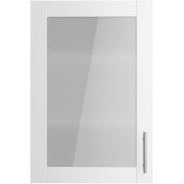 Glashängeschrank KOCHSTATION "KS-Ahus", braun (weiß matt, wildeiche nachbildung), B:60cm H:89,6cm T:34,9cm, Schränke, Glashängeschrank, Breite 60 cm