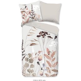 Wendebettwäsche Good Morning "Moya", beige (sand), B/L: 155cm x 220cm, 1 Stk., 1 Stk., Renforcé, B/L: 80cm x 80cm, 2 Stk., Renforcé, Obermaterial: 100% Baumwolle, Bettwäsche, 100% Baumwolle, 135x200, Reißverschluss, Wendeoptik, Simple, Grau