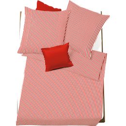 Bettwäsche Fleuresse "Rio", orange (orange, rot), B/L: 135cm x 200cm, 1 Stk., 1 Stk., Seersucker, B/L: 80cm x 80cm, 2 Stk., Seersucker, Obermaterial: 100% Baumwolle, Bettwäsche, Feine buntgewebte Seersucker-Bettwäsche mit Reißverschluss