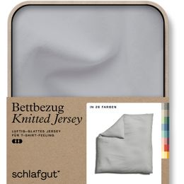 Bettbezug Schlafgut "Knitted Jersey uni, aus Bio-Baumwolle mit Elasthan, Reißverschluss", grau (grau light), B:240cm L:220cm, Jersey, Obermaterial: 95% Baumwolle, 5% Elasthan, Bettbezüge, bügelfrei, Mix & Match Bettwäsche: passender Kissenbezug erhältlich