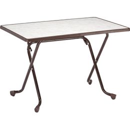 Klapptisch Best "Madrid", braun, B:110cm H:73cm T:70cm, Stahl/Laminierte Tischplatte, Tische, quadratisch