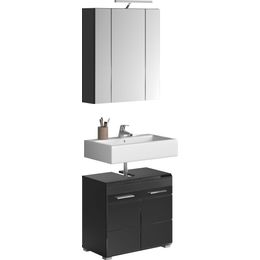 Badmöbel-Set Inosign "Malmö, 2 teilig, inklusive LED Beleuchtung, bestehend aus:", schwarz, Kastenmöbel-Sets, Badmöbel, 2-tlg.