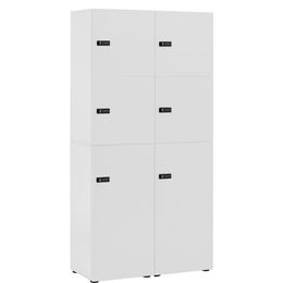 Garderoben-Set Schildmeyer "Locked Spind Schrank Set mit 4 Spinden", weiß (mattweiß), Zahlenschloss, Holzwerkstoff, Kastenmöbel-Sets, 2x Spind mit 1 Tür, 2 x Spind mit 2 Türen, Made in Germany
