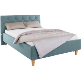 Polsterbett Home Affaire "Sunley 100", grün (mint), B:163cm, Struktur (100% Polyester), Strukturstoff (100% Polyester), Betten, Kreuzsteppung, Kopfteilhöhe 102 cm, ohne oder mit Matratze/Lattenrost