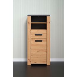 Midischrank Welltime "Ambres", braun (artisan eiche melamin), B:53cm H:118cm T:35cm, Schränke, Badschrank in matter Echtholzoptik - Maße (B/T/H) 53/35/118 cm