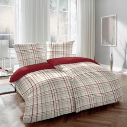 Kissenbezug Primera "Edelflanell Kopfkissenbezug", rot (rot, braun), B:40cm L:40cm, Flanell, Obermaterial: 100% Baumwolle, Kissenbezüge, samtweich und natürlich aus reiner Baumwolle