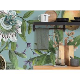 Fototapete Komar "Digitaldruck Vlies - Bellezza - Größe 300 x 250 cm", bunt (blau,grün,gelb), Rollen:, Vlies, Tapeten, Wohnzimmer, Schlafzimmer