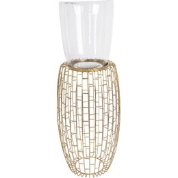 Kerzenst&auml;nder Kayoom "Kerzenst&auml;nder Malibu 825", gold, B:28cm H:73cm T:28cm &Oslash;:28cm, Glas, Metall, Kerzenhalter