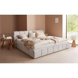 Polsterbett "Maileen", beige, B:211cm L:225cm, 88% Polyester, 9% Rayon, 3% Nylon, LeGer Home by Lena Gercke, Betten, Polsterbett ohne Bettkasten Bettgestell Polsterbett, in 5 Breiten und 3 Farben, incl. Rollrost