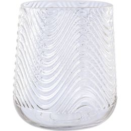 Tischvase CREATIV DECO "Vase aus Glas, mit Relief-Struktur-Oberfläche", transparent, B:18cm H:21cm T:12,5cm, Glas, Vasen, oval, Höhe ca. 21 cm