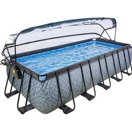 Framepool EXIT "inkl. multifunktionaler Abdeckung & Wärmepumpe", grau, B:250cm H:122cm L:540cm, Schwimmbecken, 250x540x122 cm, mit Sandfilteranlage, Wärmepumpe, Sicherheitsleiter