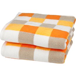 Handtücher Ross "Würfelfond", ginster, dahlie, cappuccino, weiß, B:50cm, Frottier, Baumwolle, Handtücher, 100% Baumwolle