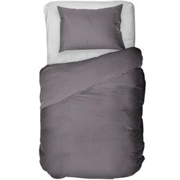 Bettwäsche Kayori "Saya", grau (antrazit), B/L: 135cm x 200cm, 1 Stk., 1 Stk., Mako-Satin, B/L: 80cm x 80cm, 2 Stk., Mako-Satin, Obermaterial: 100% Baumwolle, Bettwäsche, 100% Mako Satin