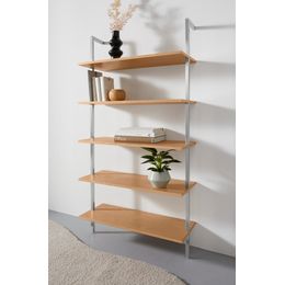 Ablageregal "Aninnar", beige (naturfarben), B:90 H:175 T:35, FSC-zertifizierter Holzwerkstoff, LeGer Home by Lena Gercke, Regale, Wandregal Bücherregal Standregal, fünf Einlegeböden aus Eschenholzfurnier, Gestell aus Edelstahl