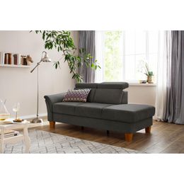 Recamiere Home Affaire "Conville", braun (espresso), B:194cm H:84cm T:93cm, 100% Polyester, Sofas, Recamiere, incl. Kopfteilverstellung, Federkern, wahlweise mit Bettkasten