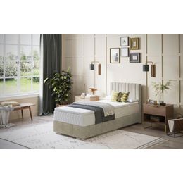 Boxbett Inosign "Thor mit Bettkasten, inkl. Matratze, Topseller", beige (aqua clean pascha 02 natur), B:96cm L:208cm, Baumwolle, Polyester, Komplettbetten, Boxspringbett, Topper und Zierkissen, in verschiedenen Härtegraden verfügbar