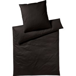 Bettwäsche Yes For Bed "Pure & Simple Uni in Gr. 135x200, 155x220 oder 200x200 cm", schwarz, B/L: 155cm x 220cm, 1 Stk., 1 Stk., Mako-Satin, B/L: 80cm x 80cm, 2 Stk., Mako-Satin, Obermaterial: 100% Baumwolle, Bettwäsche, Bettwäsche aus Baumwolle, zeitlose Bettwäsche mit seidigem Glanz
