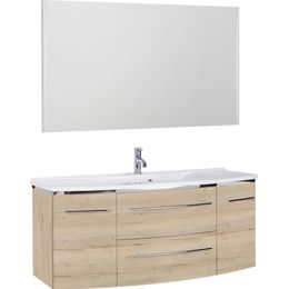 Badmöbel-Set SAPHIR "3040", weiß (eiche struktur weiß, eiche struktur weiß), B:120cm, Kastenmöbel-Sets, Breite 120 cm