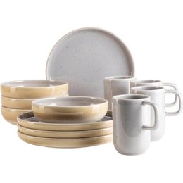 Mäser Frühstücks-Geschirrset MÄSER "CANDY, aus Steinzeug", lila (flieder), 12 Stk., Steinzeug, Geschirr-Sets, Geschirr-Set, Service