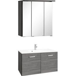 Badmöbel-Set Welltime "Ravenna", grau (grafit, eichefarben), Kastenmöbel-Sets, Breite 60 cm