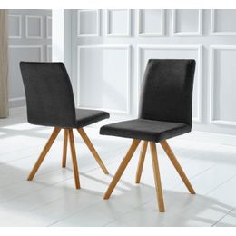 Schalenstuhl Home Affaire "Rio", schwarz (schwarz, eiche natur geölt), B:46cm H:91cm T:63cm, Polyester, Stühle, Bezug in Kunstleder oder Strukturstoff und das Gestell ist Eiche geölt