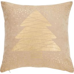 Dekokissen done. "Snowfall", beige (natur, bedruckt), B:45cm H:1cm L:45cm, Polyester, Dekokissen_Sitzkissen_Kissenhüllen, mit Glanzdruck