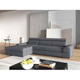Sit & More Ecksofa SIT & MORE "Broadway L-Form", grau (dunkelgrau), B:284cm H:79cm T:171cm, Luxus-NaturLeder;Luxus-Kunstleder;NaturLEDER;Microfaser Primabelle (100% Polyester), Sofas, Ecksofa, inklusive Kopfteilverstellung, wahlweise mit Bettfunktion