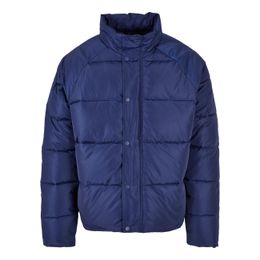 Winterjacke Urban Classics "Urban Classics Herren Raglan Puffer Jacket", Herren, Gr. L, blau (dunkelblau), 100% Polyester, unifarben, normal, Rundhals, Jacken