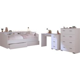 Jugendzimmer-Set Parisot "Parisot Kinderzimmer, 4-tlg. - Sleep 44", weiß, B:113cm H:82cm T:203cm, Spanplatte, Schlafzimmermöbel-Sets