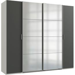 Dreh-/Schwebetürenschrank wimex "Lotto", weiß (weiß, graphit, spiegel), B:227cm H:210cm T:65cm, Schränke, Schwebetürenschrank Kleiderschrank