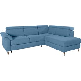 Sit & More Ecksofa SIT & MORE "Arngast L-Form", blau (hellblau), B:245cm H:84cm T:194cm, Sofas, Ecksofa, inklusive Kopfteilverstellung und Federkern, Topseller