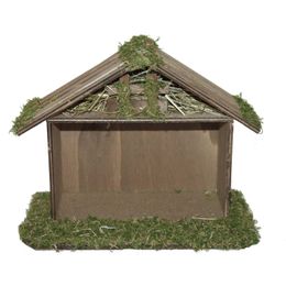 Krippe ALFRED KOLBE "Krippenstall", braun, B:25cm H:21cm T:13cm, Holzwerkstoff, Weihnachtskrippen, für 9 cm Figuren