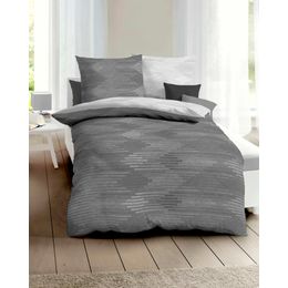 Wendebettwäsche Kaeppel "Ikat", grau (zinn), B/L: 200cm x 200cm, 1 Stk., 2 Stk., Mako-Satin, B/L: 80cm x 80cm & 80cm x 80cm, 3 Stk., Mako-Satin, Obermaterial: 100% Baumwolle, Bettwäsche, angenehm wärmend