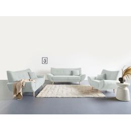 Polstergarnitur Home Affaire "Basta", silber, H:80cm T:82cm, Sitzm&ouml;bel-Sets, Komfortable Wellenunterfederung