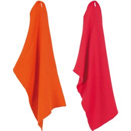 Geschirrtuch Pad "Monte", pink (pink, orange), H:1cm L:45cm T:30cm, 100% Baumwolle, Geschirrtücher